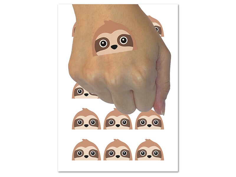 Peeking Sloth Temporary Tattoo Water Resistant Fake Body Art Set ...