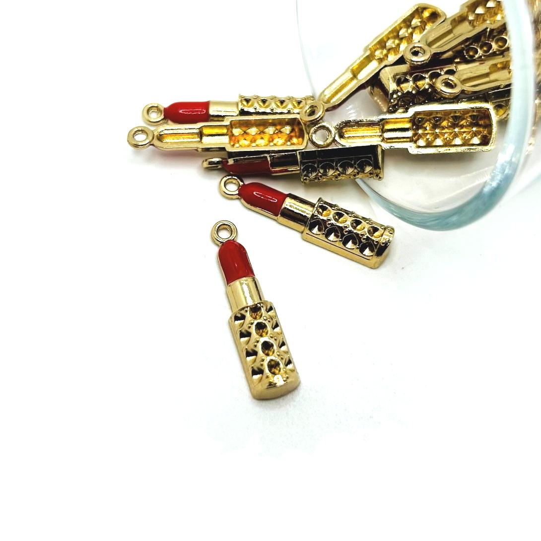4, 12 or 25 Pieces: Red and Gold Lipstick Makeup Charms | Michaels