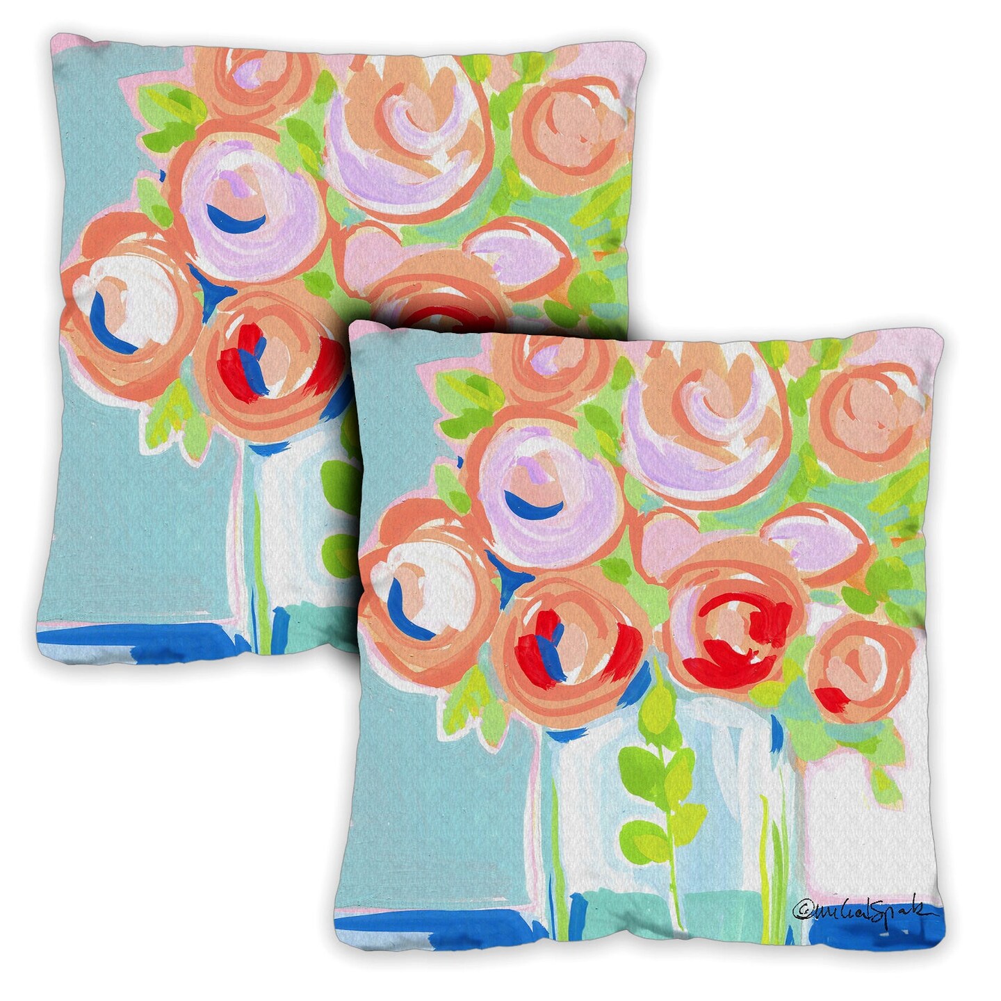 Rosebud Bunch Decorative Spring Indoor/Outdoor Pillow Cover (set of 2 ...