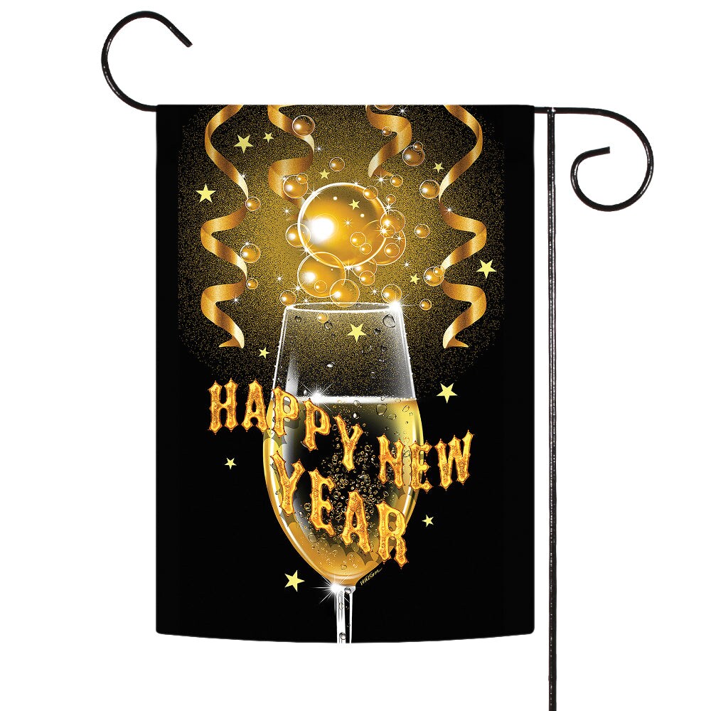 New Year Champagne Decorative New Year Double Sided Flag, Size: 12 in x ...