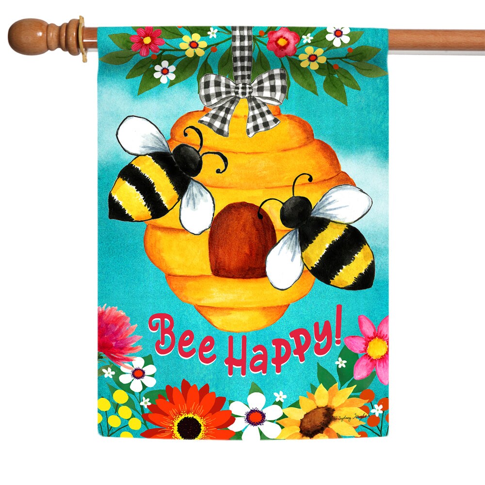 Bee Happy Hive Decorative Spring Double Sided Flag | Michaels