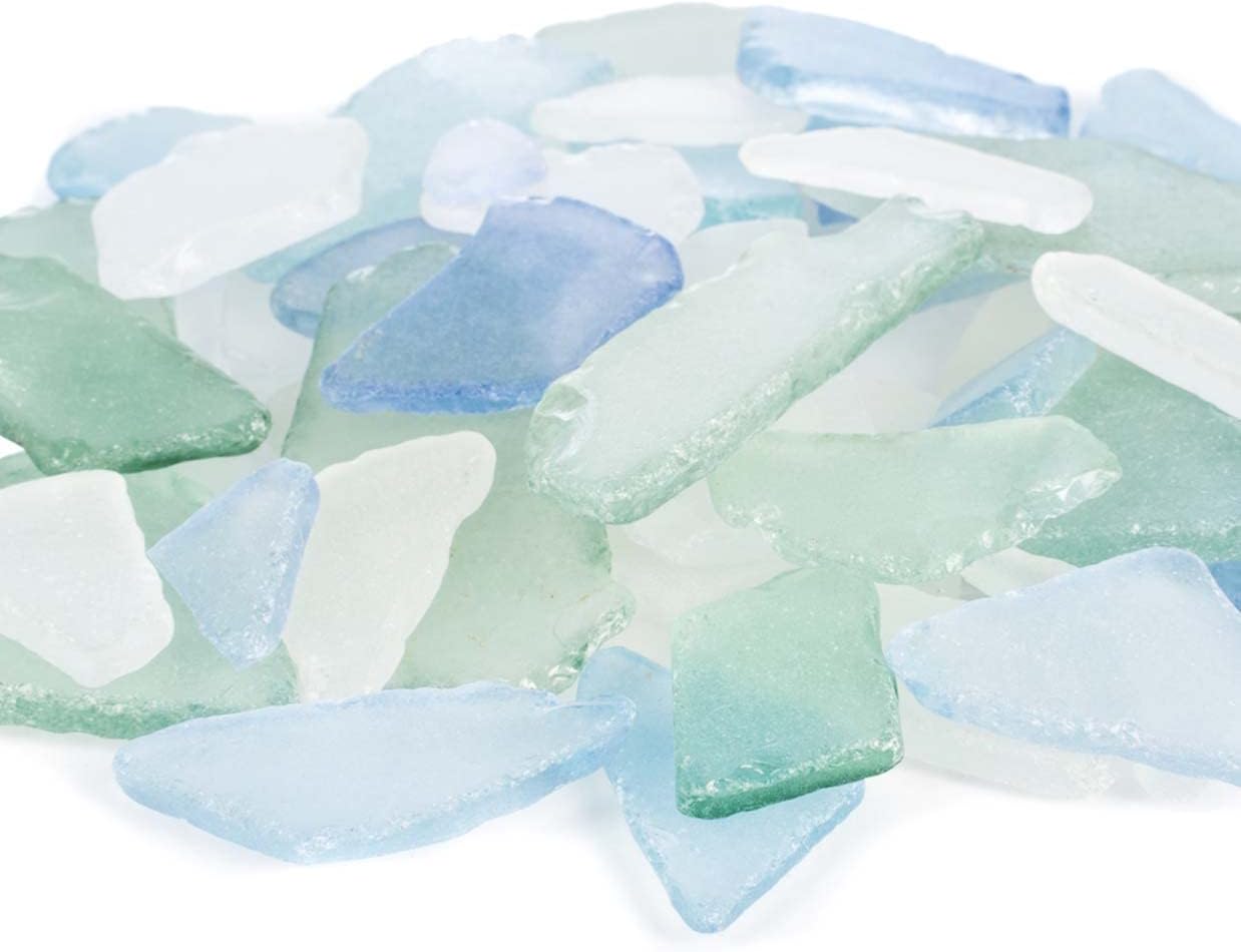 Sea Glass 11oz Light Blue Olive and White Tumbled Sea Glass Decor Bulk ...