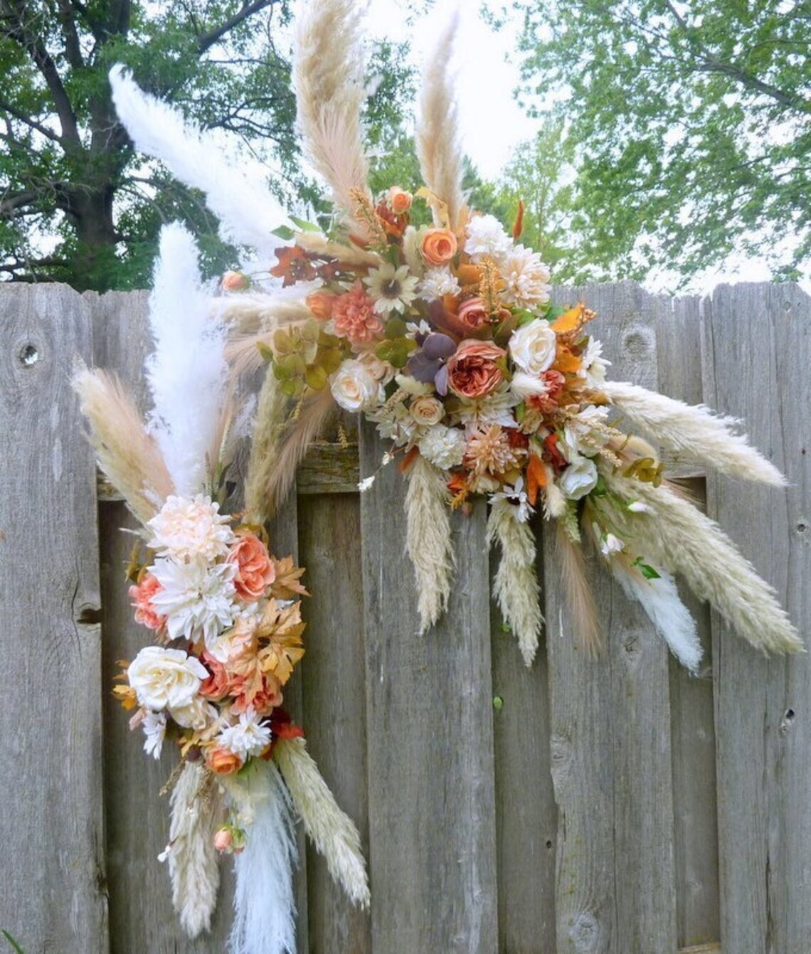 Pampas grass wedding arch in Terracotta, Rust and Ivory, 2 piece Boho ...