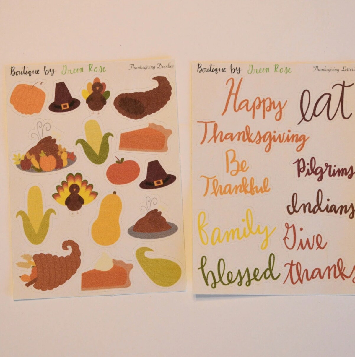 Thanksgiving Sticker Sheet|Thanksgiving Doodles and Lettering|Sticker ...