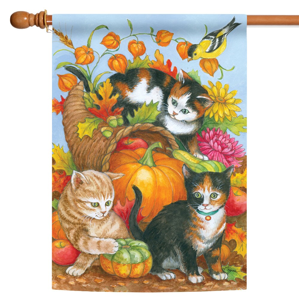 Kitten Cornucopia Decorative Fall Flag | Michaels