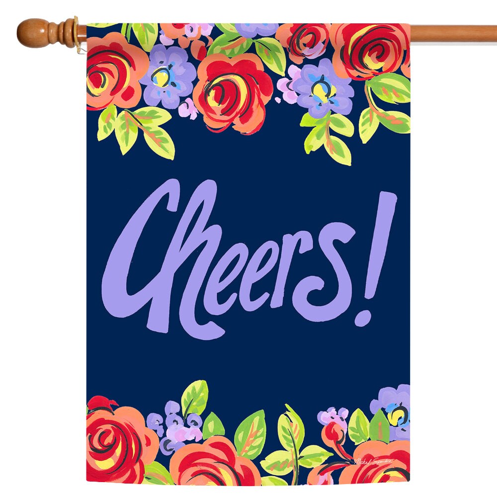Purple Floral Cheers Decorative Cheers Flag | Michaels