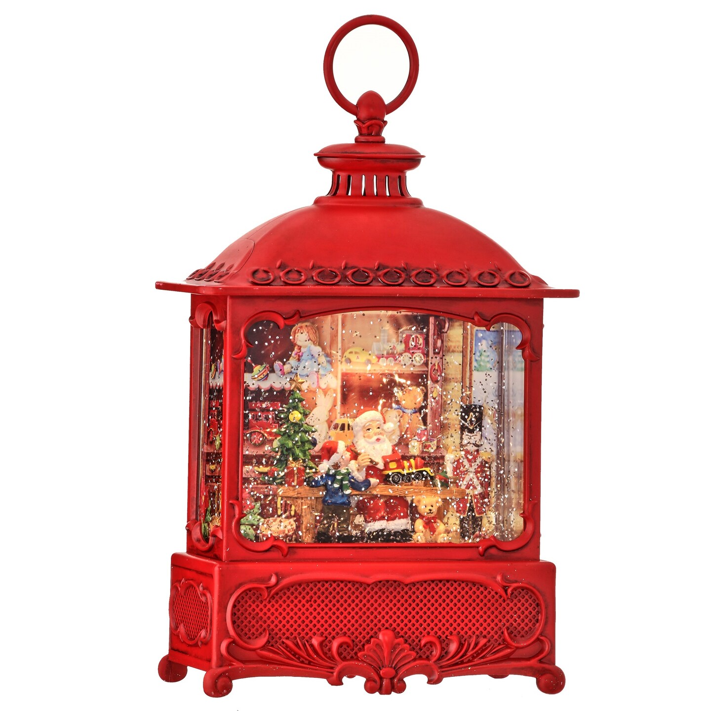 Contemporary Home Living 9.75" Red LED Lighted Santa's Toy Workshop ...