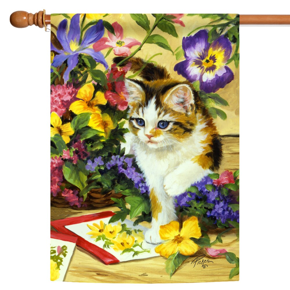 Flower Kitty Decorative Cat Flag, Size: 28 in x 40 in | Michaels