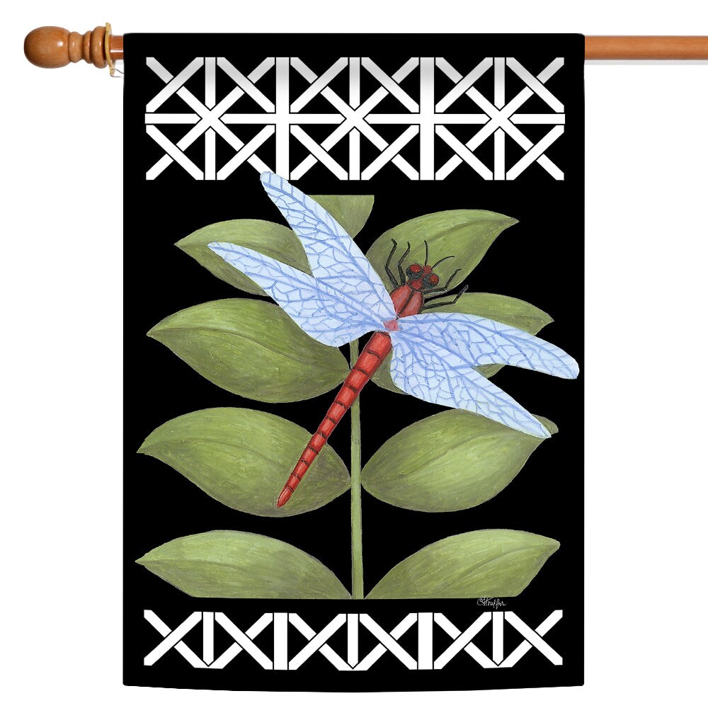 Dragonfly On Black Decorative Dragonfly Flag | Michaels