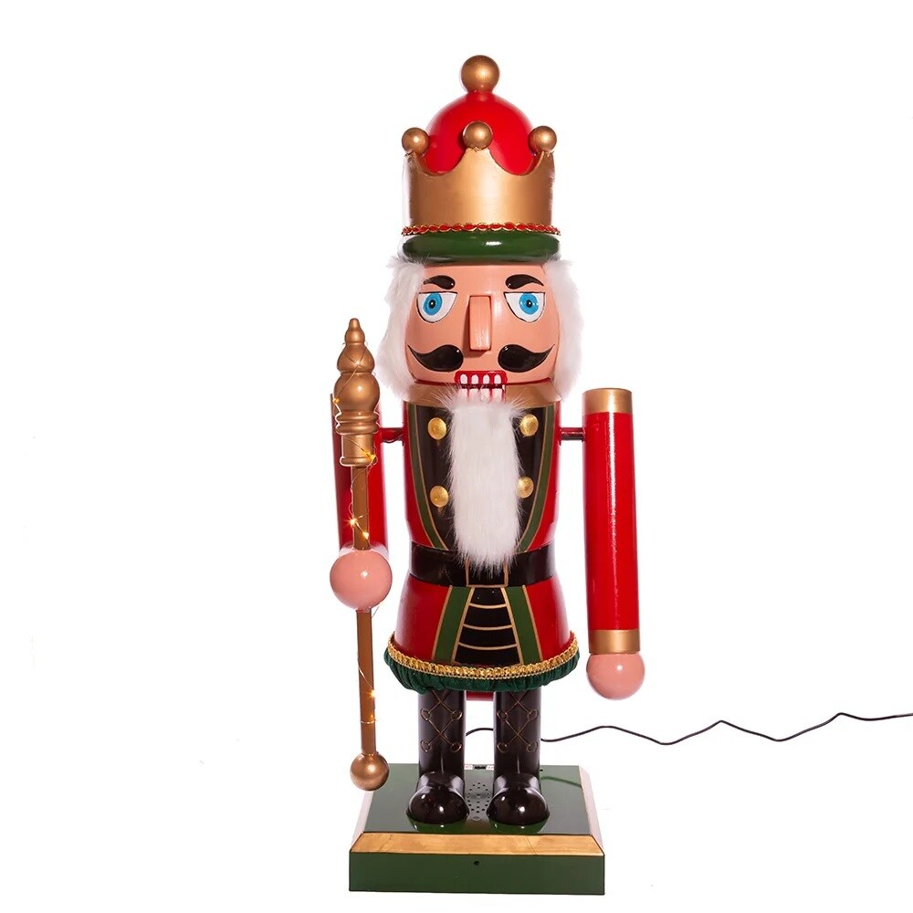 KSA 24.75" Red and Gold LED Lighted Musical Christmas Nutcracker | Michaels