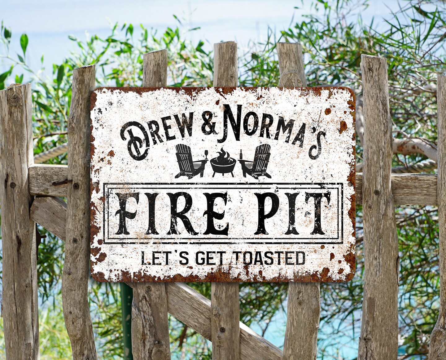 Outdoor Fire Pit Sign Custom Personalized Family Last Name Patio ...