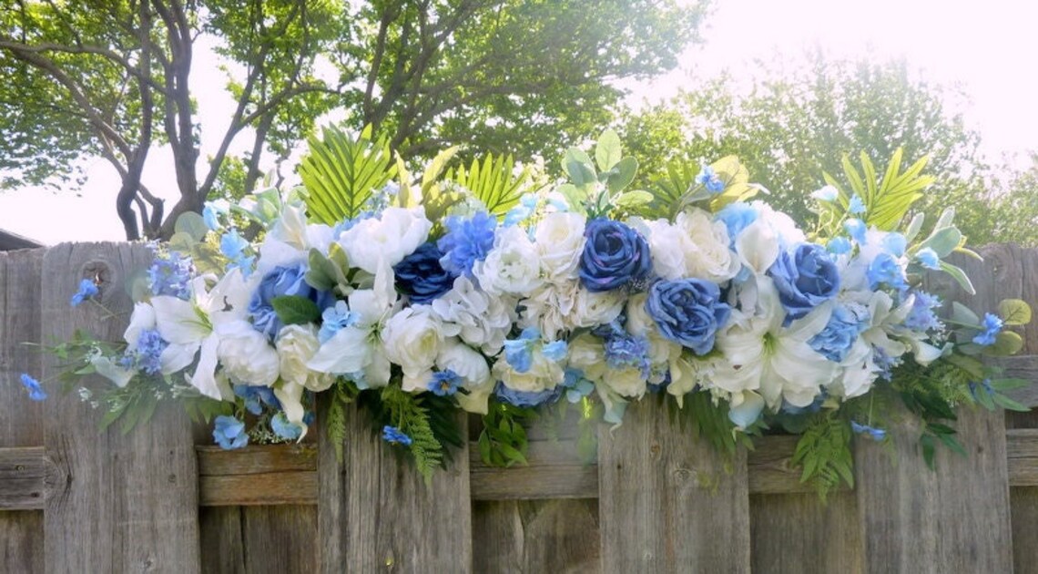 Blue and white Wedding arch, Wedding swag, Wedding Arch Decorations ...