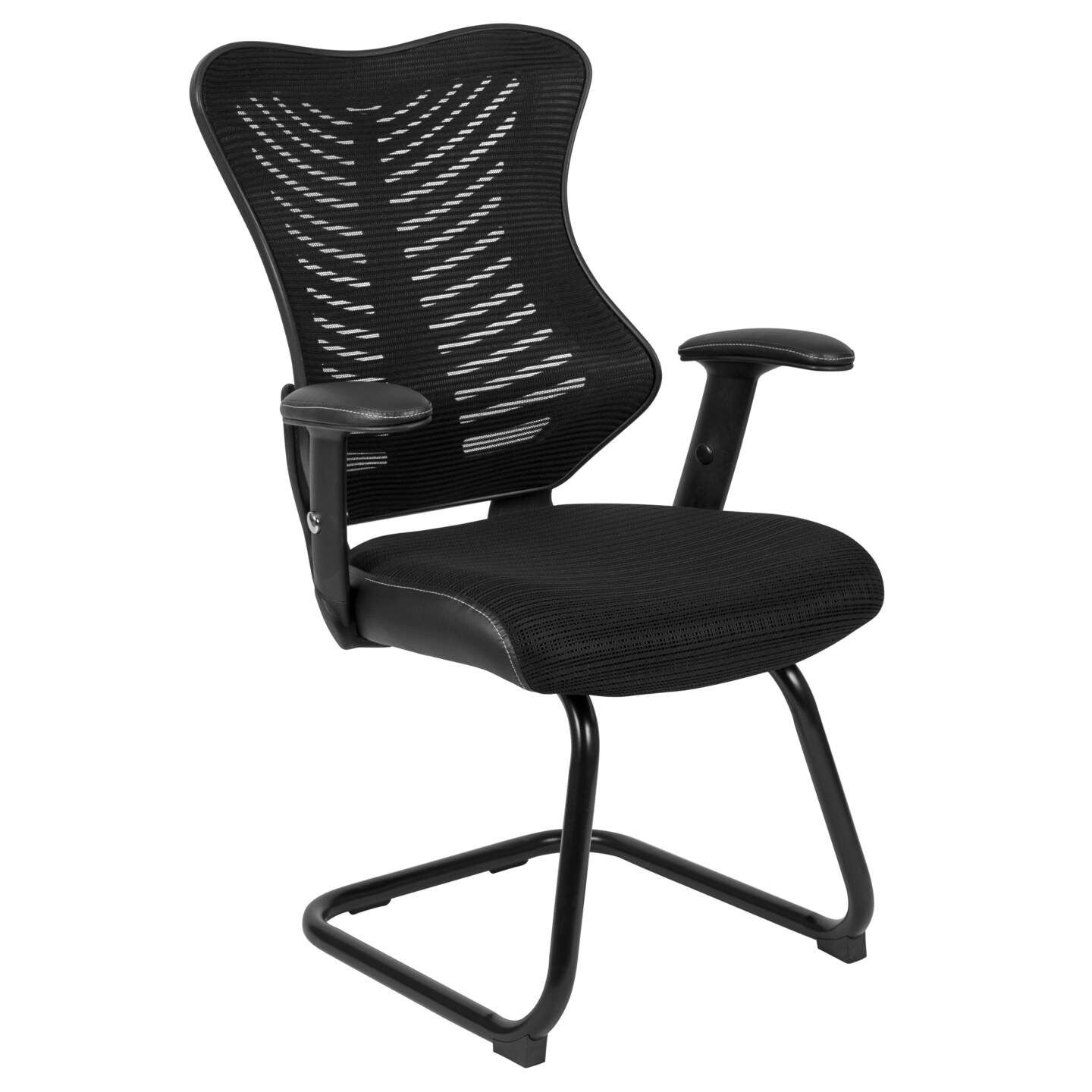 Emma and Oliver Designer Mesh Sled Base Side Reception Chair with ...