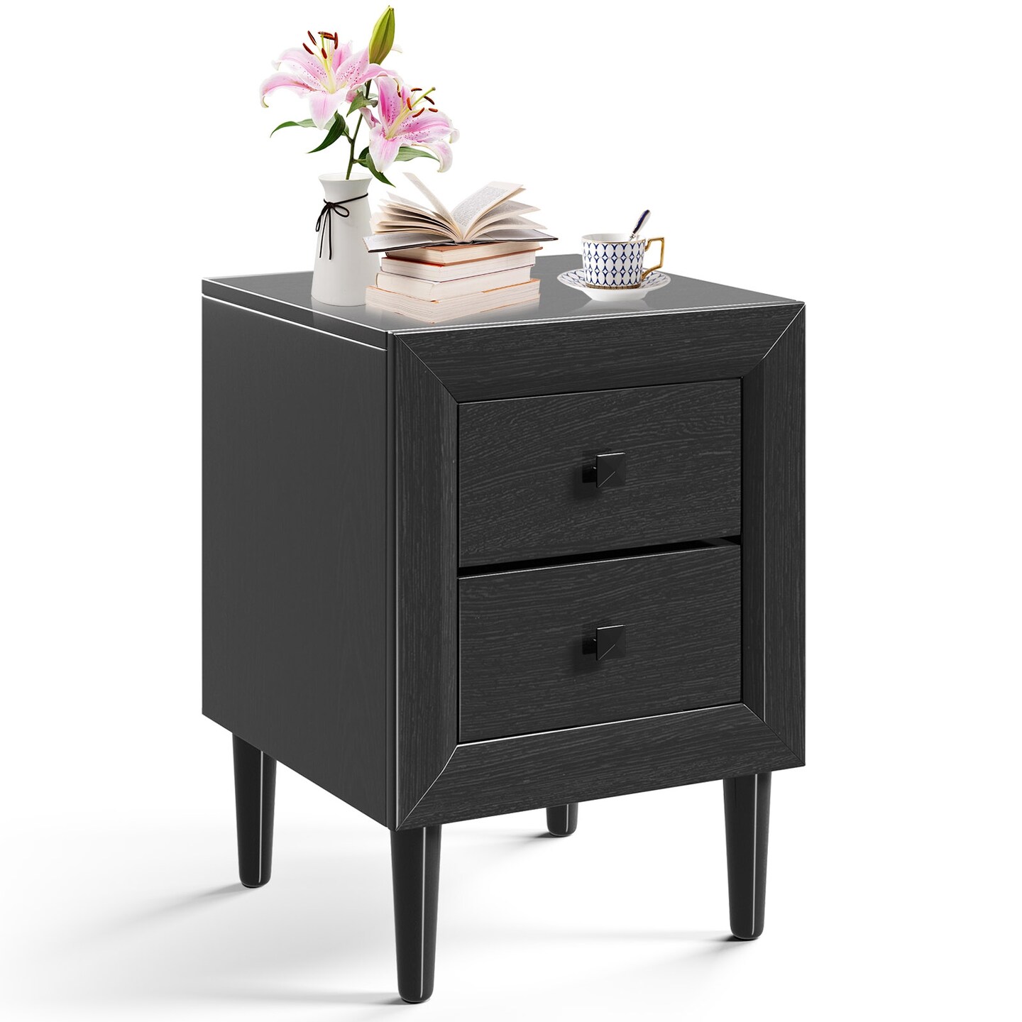 Multi-Purpose Wooden Bedside Nightstand with 2 Drawers Suitable for Any ...