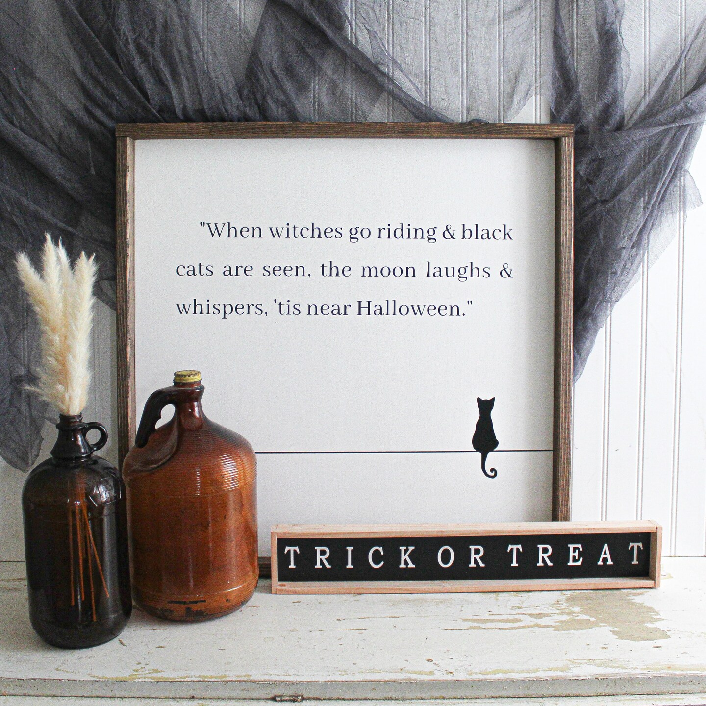 When Witches Go Riding Halloween Poem Wood Sign, 'Tis Near Halloween ...