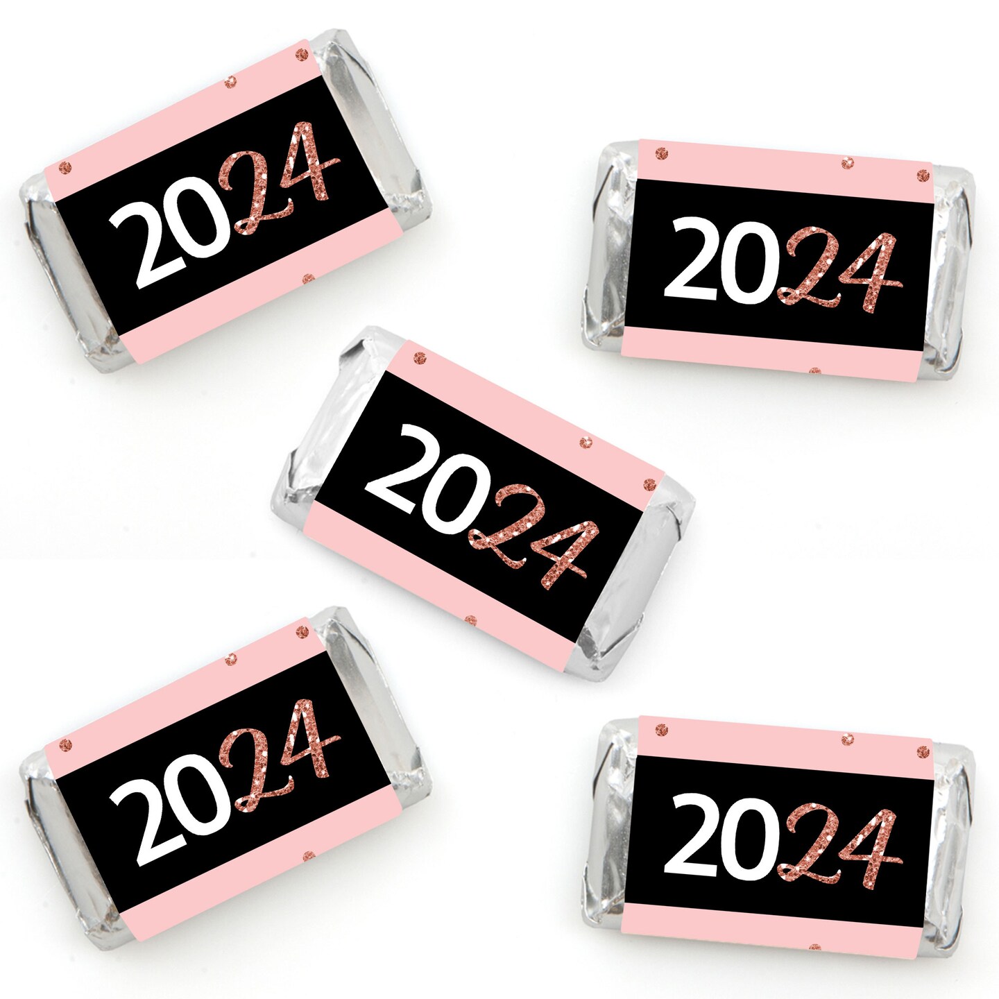 Big Dot of Happiness Rose Gold Happy New Year - Mini Candy Bar Wrapper ...