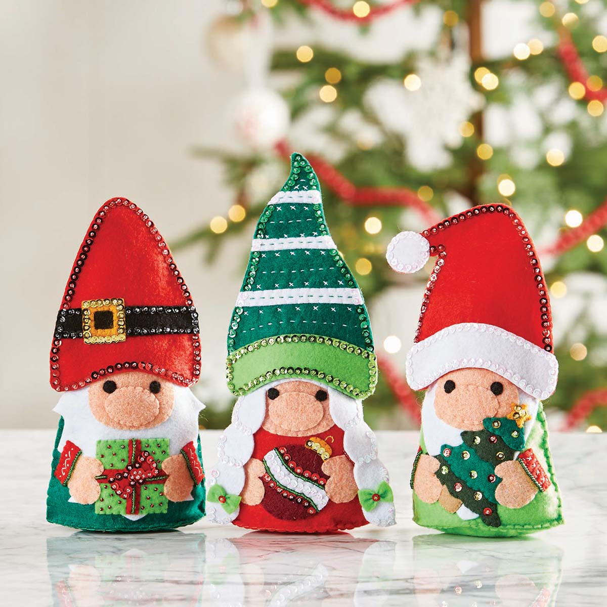 Felt Street Holly Jolly Gnomies Shelf Sitters Felt & Sequin Kit | Michaels