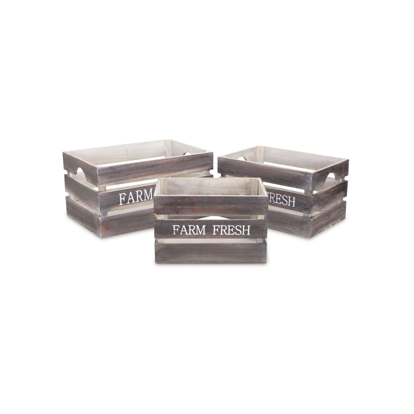 Contemporary Home Living Set of 3 Brown and White Farm Fresh Storage ...