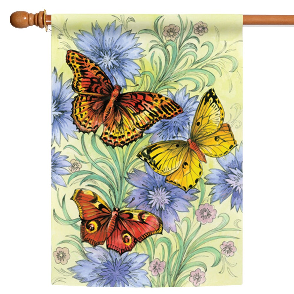 Flowers & Butterflies Decorative Butterfly Flag, Size: 28 in x 40 in ...