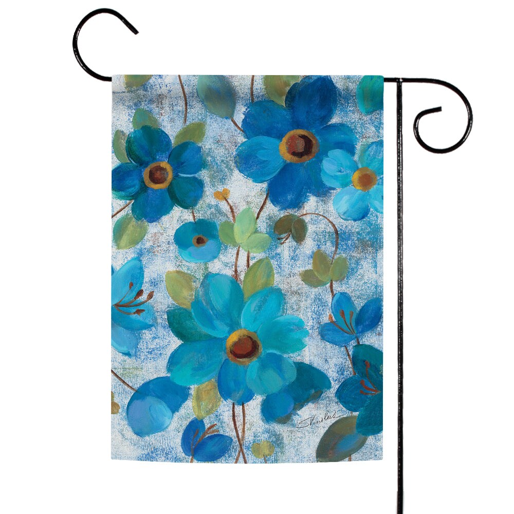 Oil Painted Blue Poppies And Lilies Decorative Flower Flag | Michaels