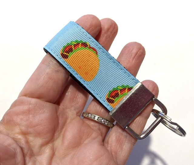 Taco Mini Keychain, 1 Inch Wide and about 3" Long, Customizable Strap ...