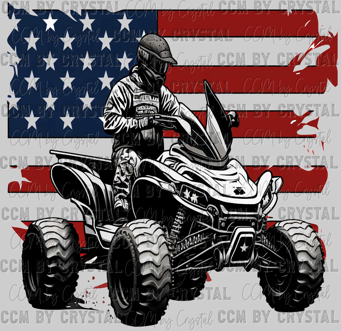 USA Flag ATV Rider Ready to Press Transfer DTF Transfer Sublimation ...