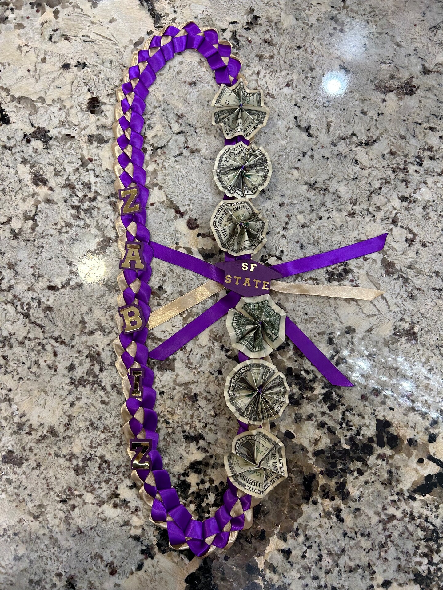 Custom Ribbon Lei With Graduate's Name, Two Color Ribbon Lei ...