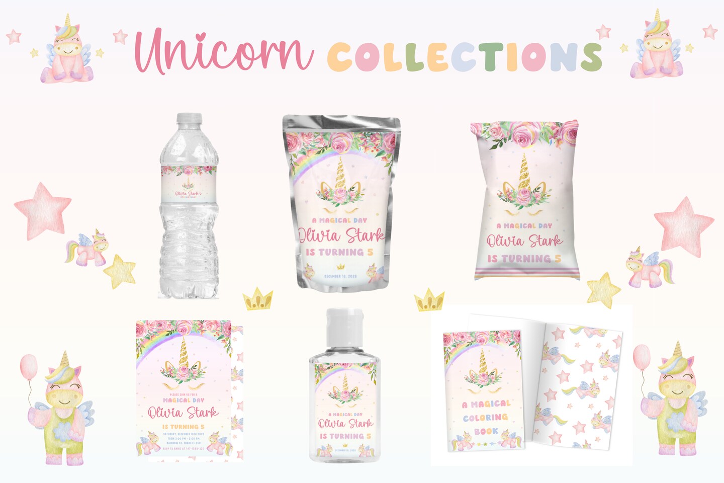 Personalized Chip Bag Labels, Custom Unicorn Party Supplies For Girls ...