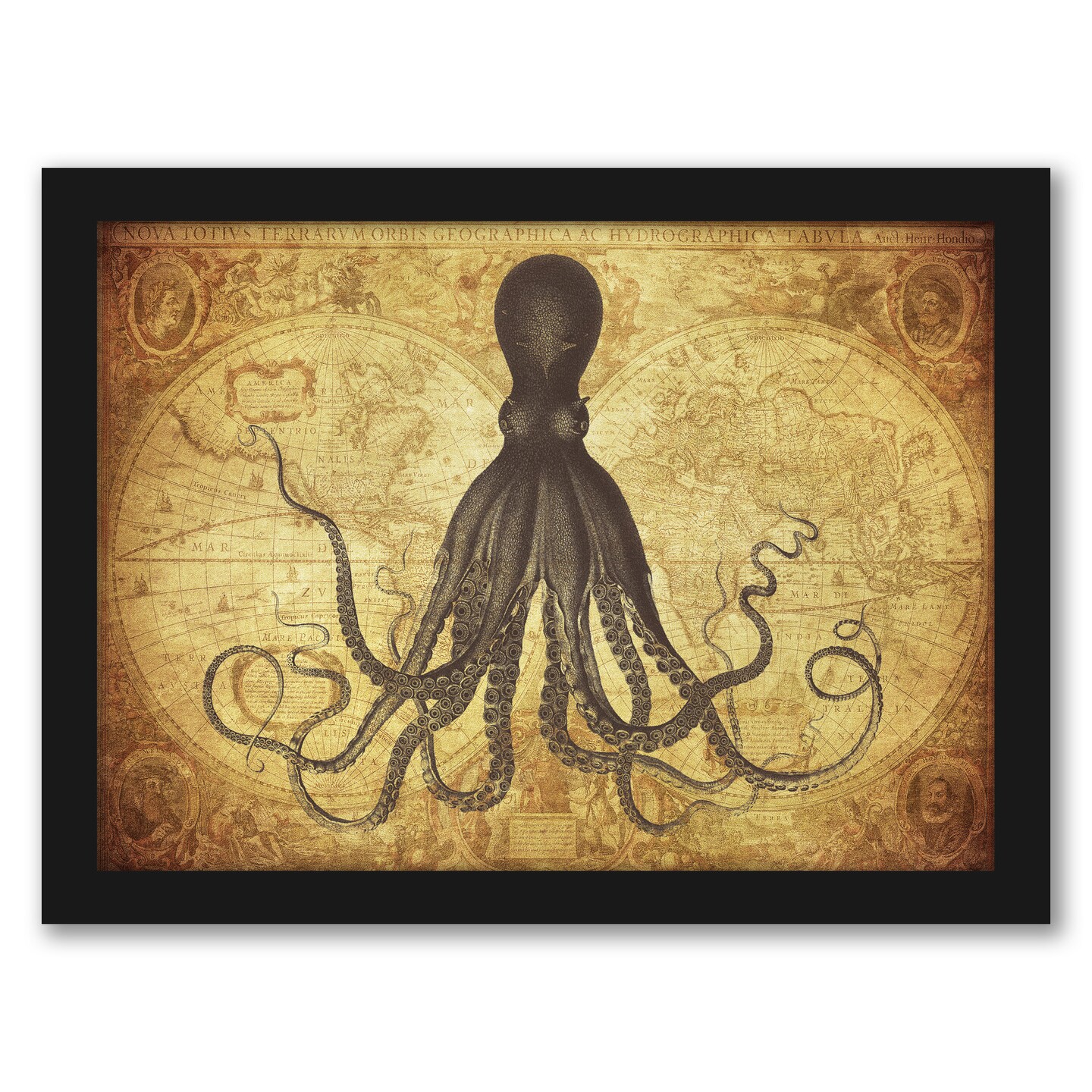 Gold Octo Map by Coastal Print & Design Frame - Americanflat | Michaels