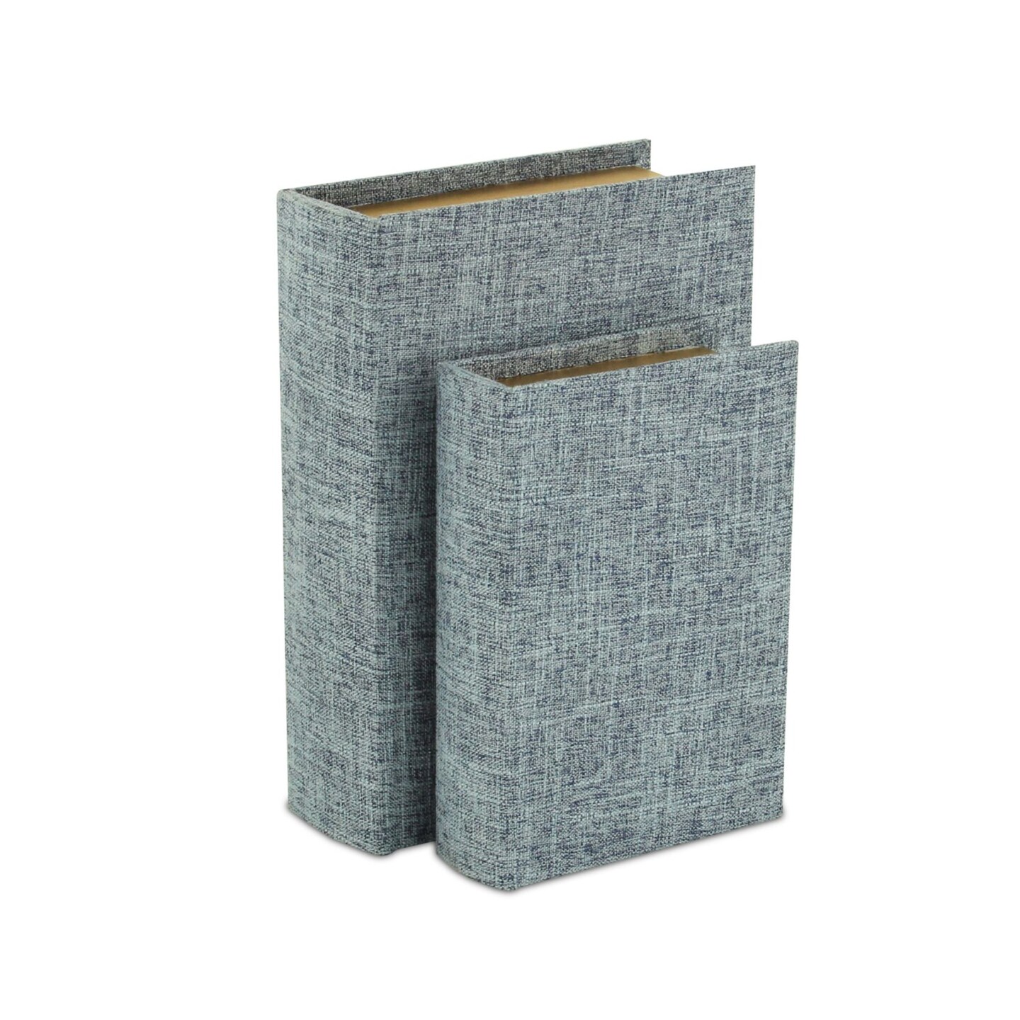 Contemporary Home Living Set of 2 Blue and Gold Rectangular Book ...
