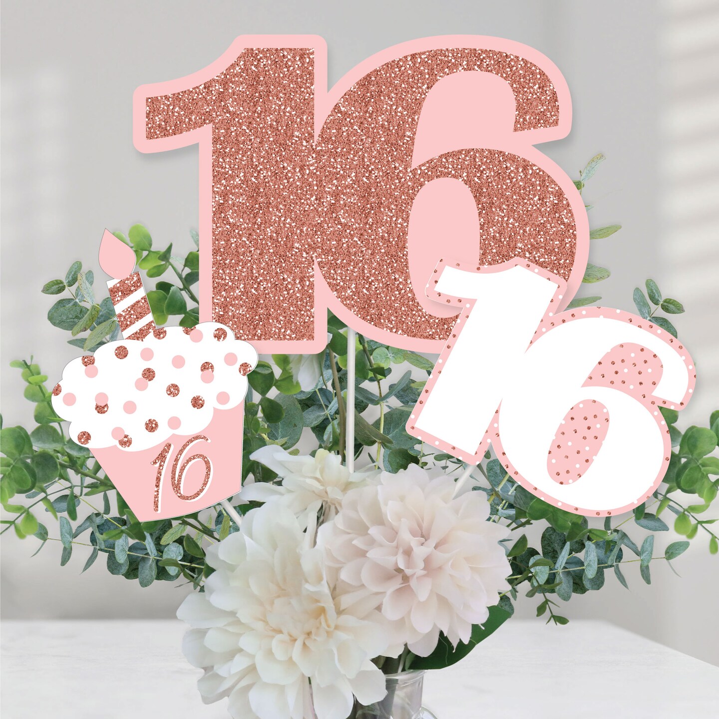 Big Dot of Happiness 16th Pink Rose Gold Birthday - Happy Birthday ...