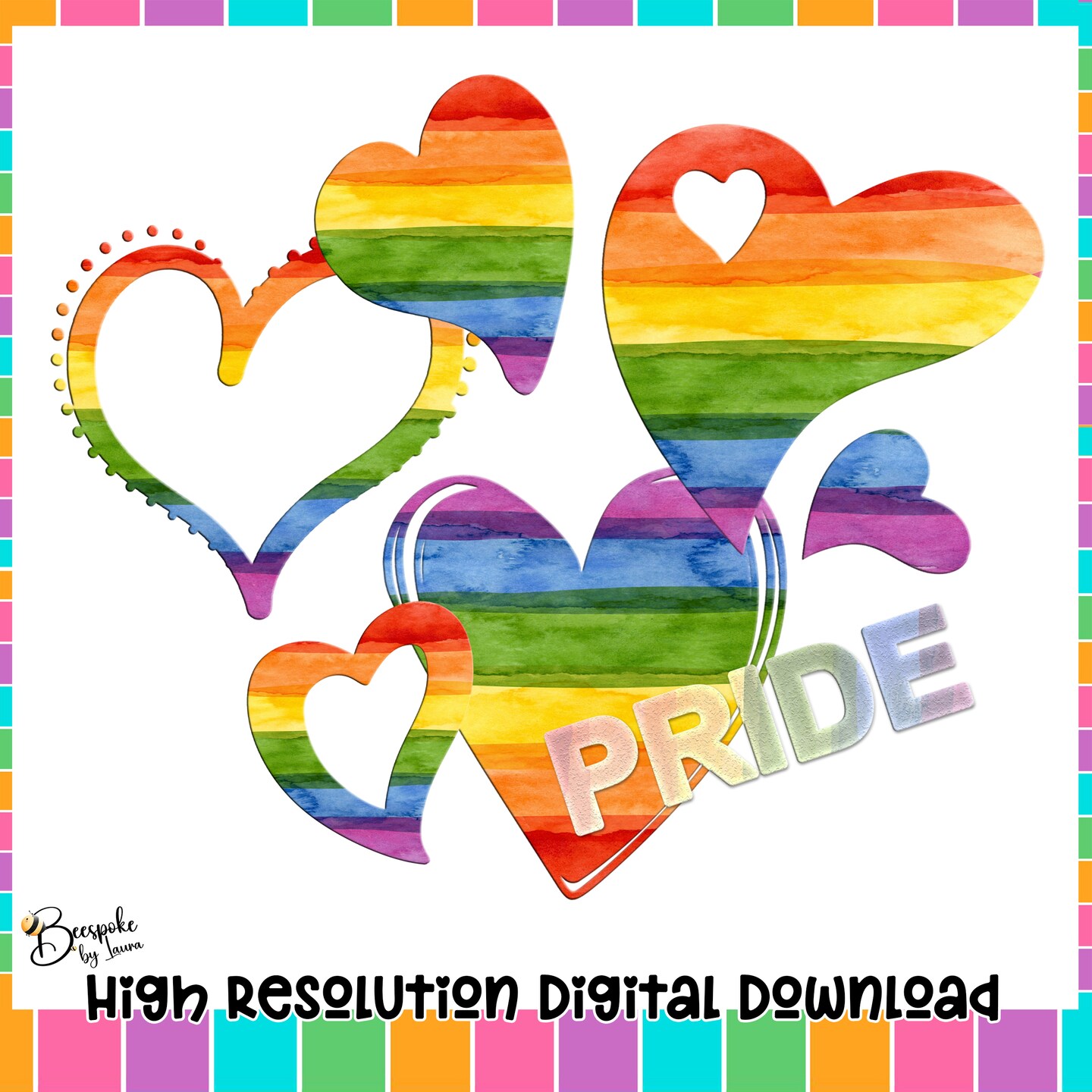 Pride Awareness Colors Rainbow Subway Art Digital Clip Art Pride Month ...