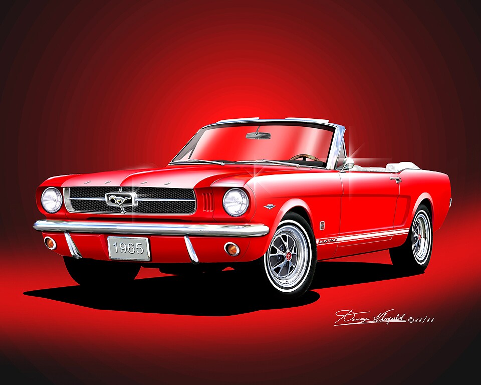 1965 Mustang GT Convertible - Poppy Red | Car Art Prints by Danny ...