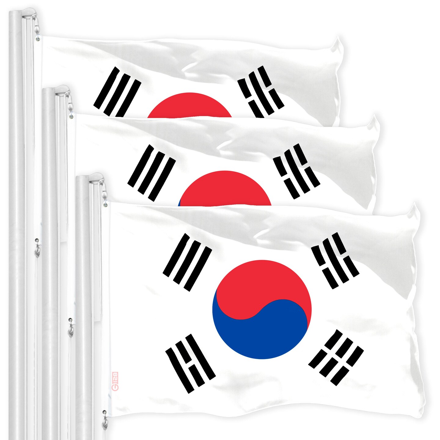 South Korea South Korean Flag 3x5 Ft 3-Pack 150D Printed Polyester By ...