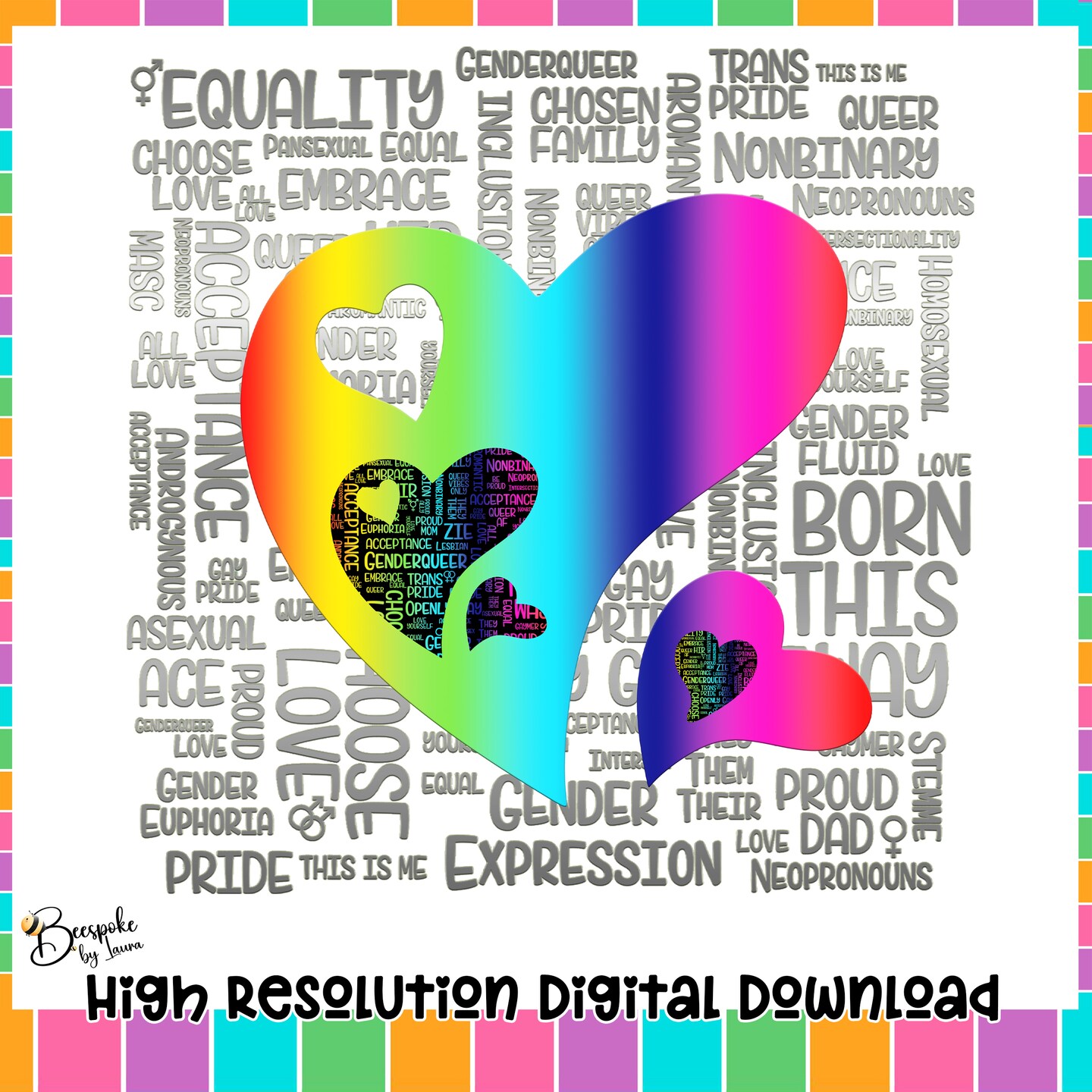 Pride Awareness Colors Rainbow Subway Art Digital Clip Art Pride Month ...