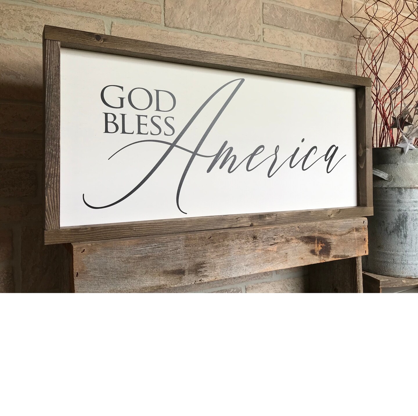 God Bless America, wooden patriotic wall sign, shiplap style modern ...