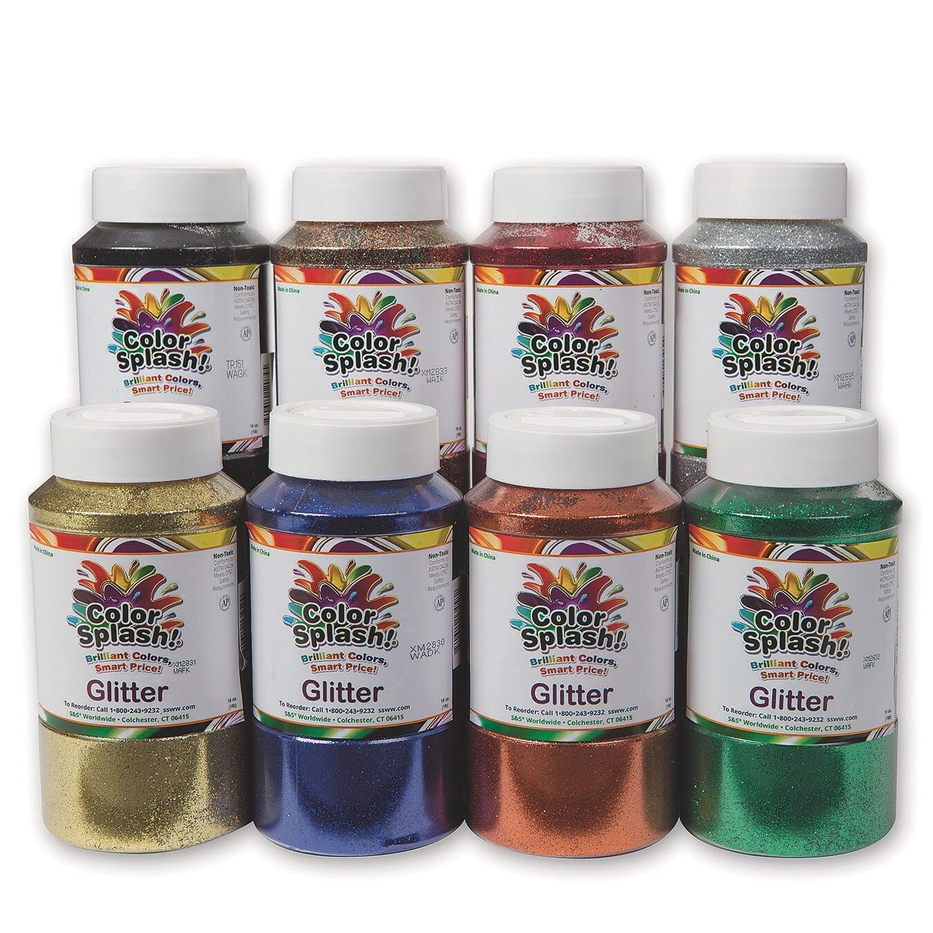 S&S Worldwide Color Splash Glitter Assortment, Big Value Pack of 8 ...