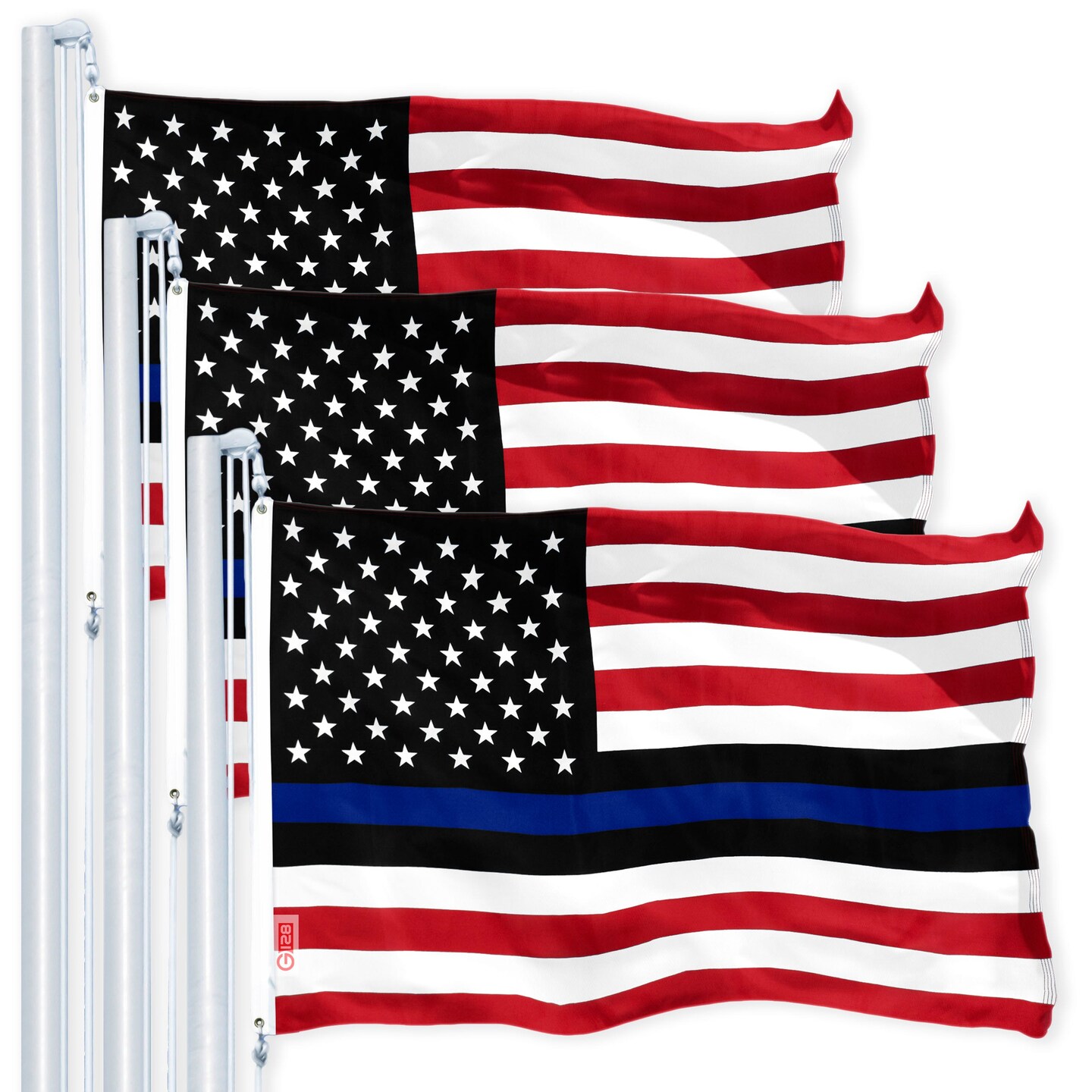 Police Blue Lives Matter Flag 3x5 Ft 3-Pack Printed 150D Polyester By ...