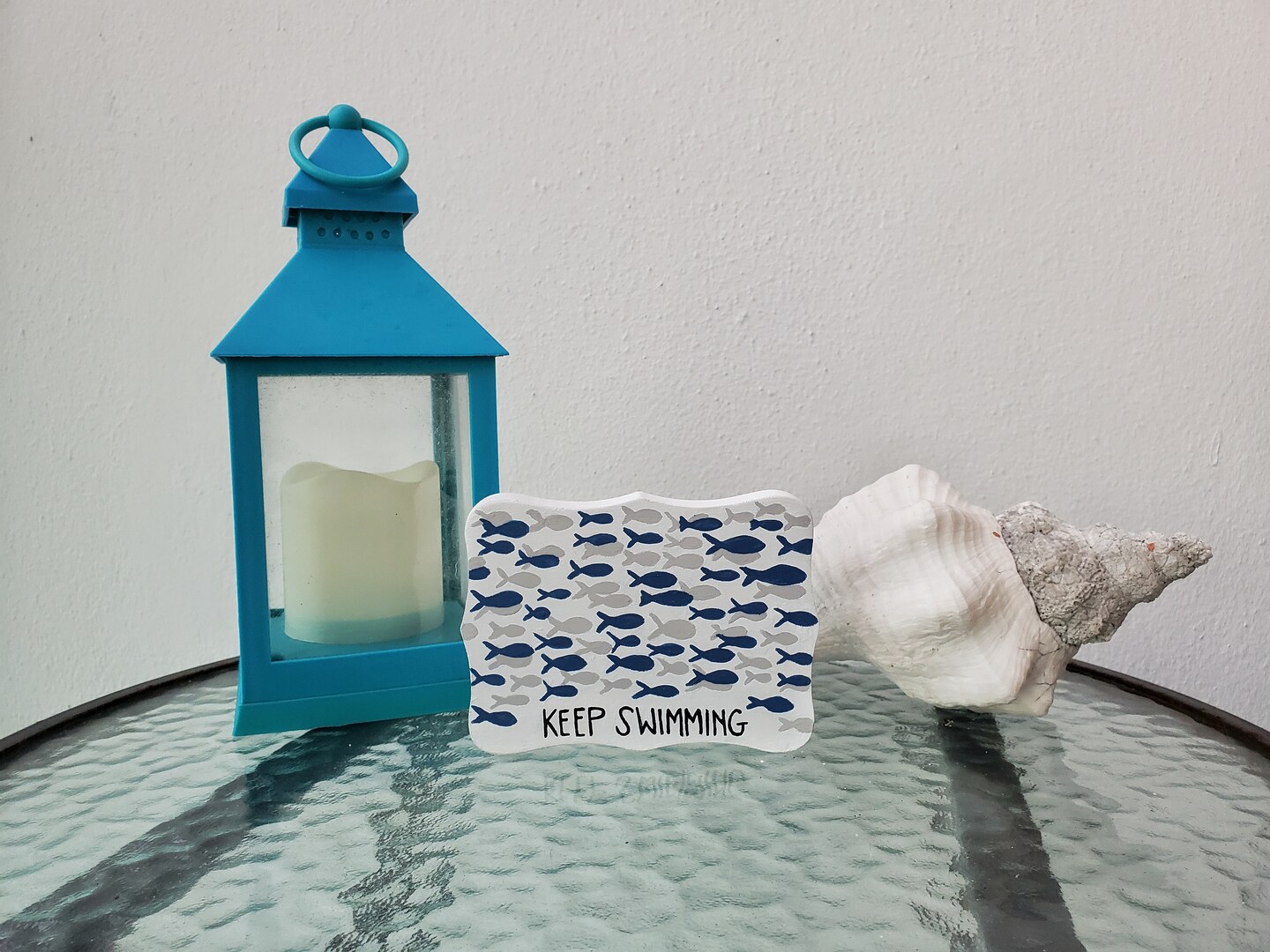 Coastal Farmhouse Swimming Fish Table Top Sign, Nautical Tiered Tray ...