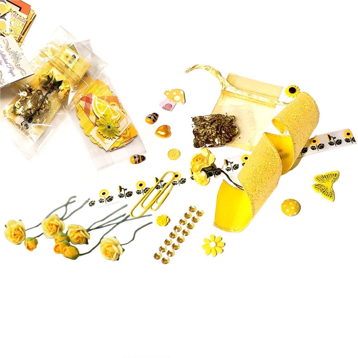Yellow Crafting Supplies Kit and Embellishments for Scrapbooks and ...
