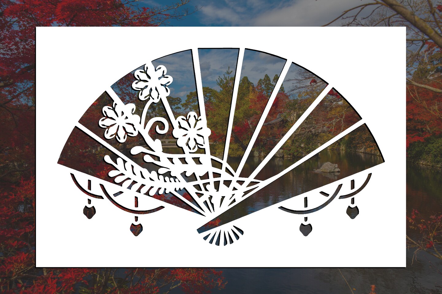 Japanese Style Fan with Flowers Reusable Stencil | (Many Sizes ...