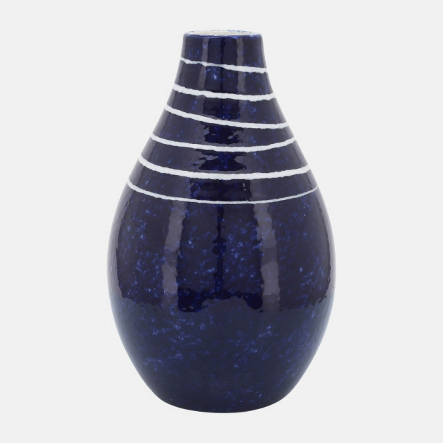 Kingston Living Primeval Striped Ceramic Vase - 10" - Blue and White ...