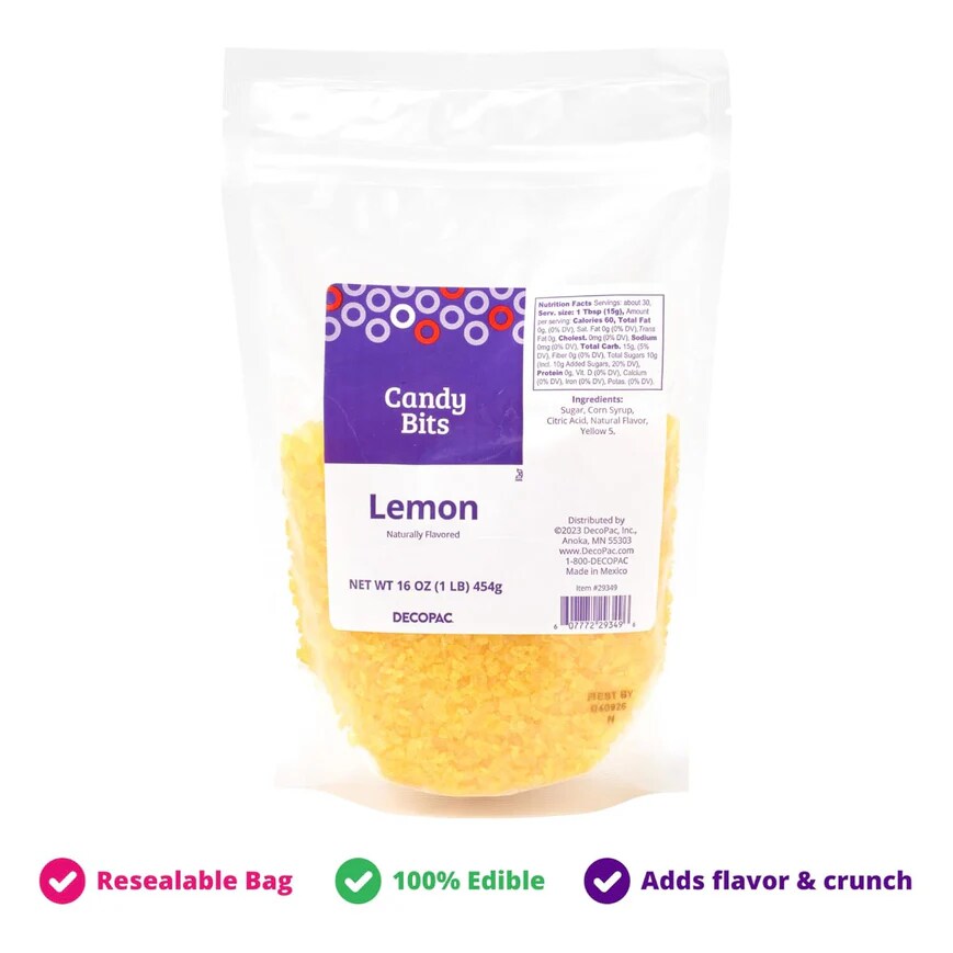 DecoPac Lemon Crushed Candy Bits, Sugar Decorations For Cakes, Toppings ...