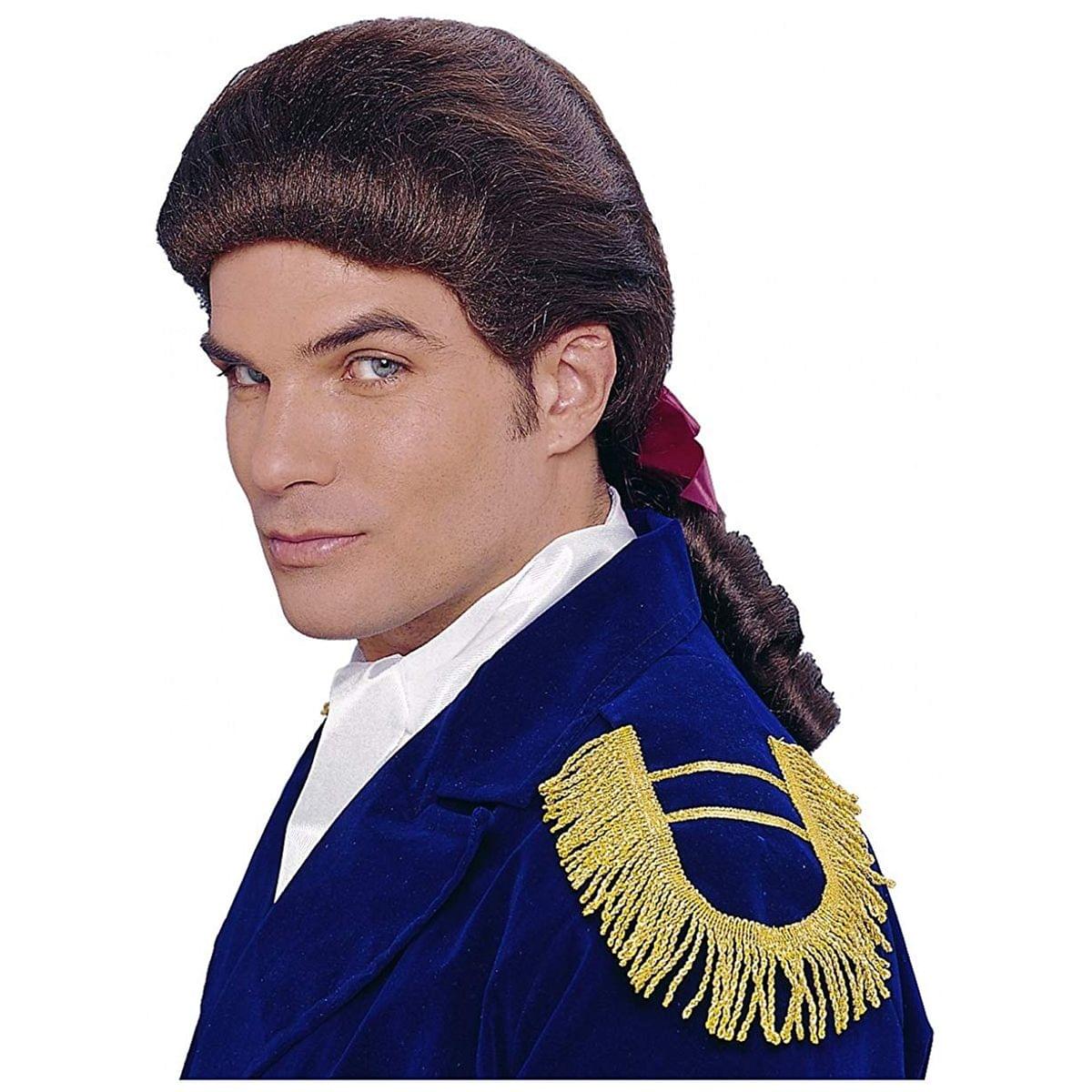 Colonial Duke Men's Costume Wig with Bow - Brown | Michaels