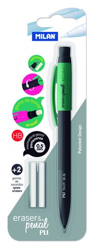 MILAN PL1 TOUCH .5MM MECHANICAL HB PENCIL & 2 ERASERS CARDE | Michaels