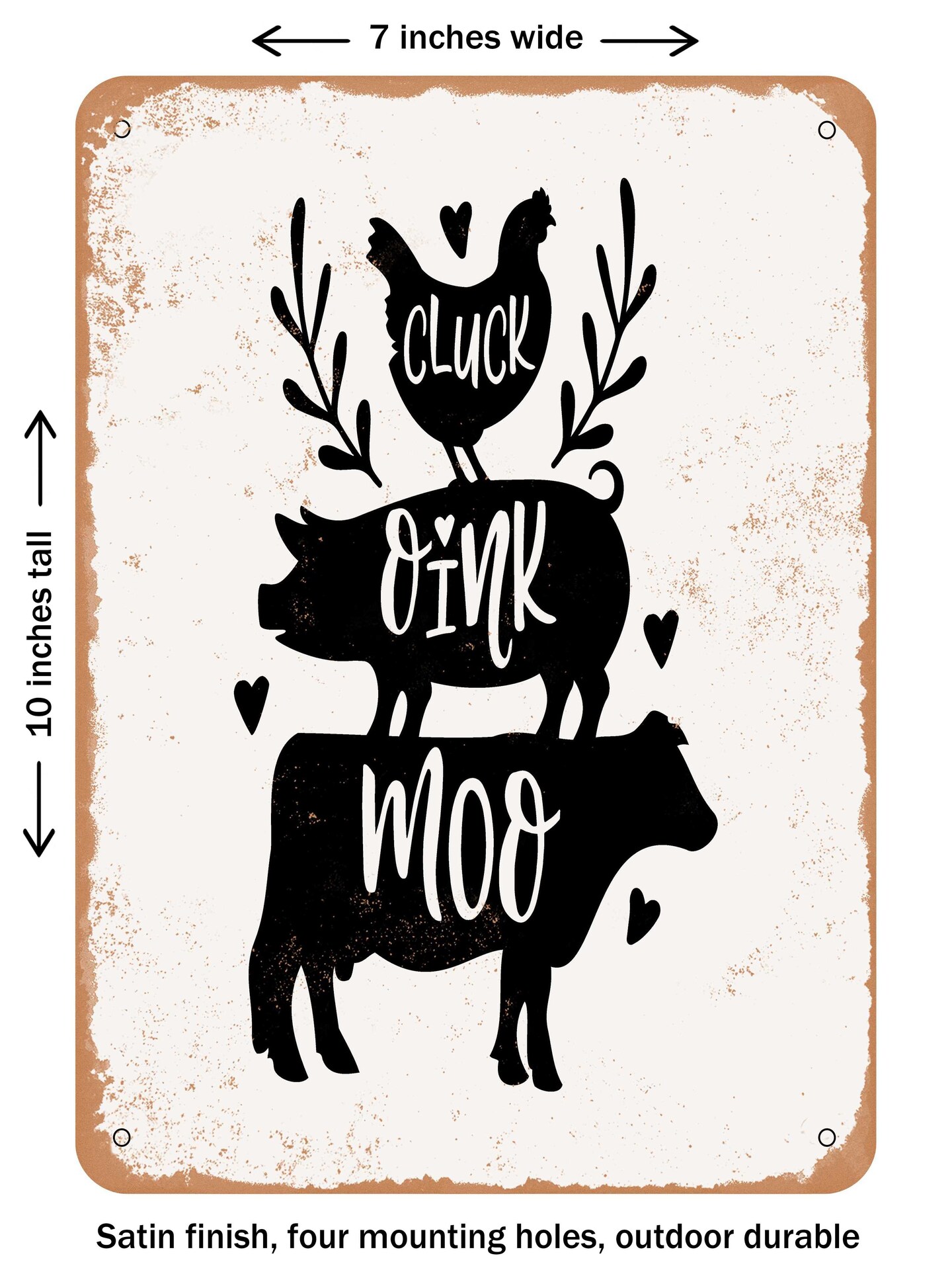 DECORATIVE METAL SIGN - Cluck Oink Moo - 2 - Vintage Rusty Look | Michaels