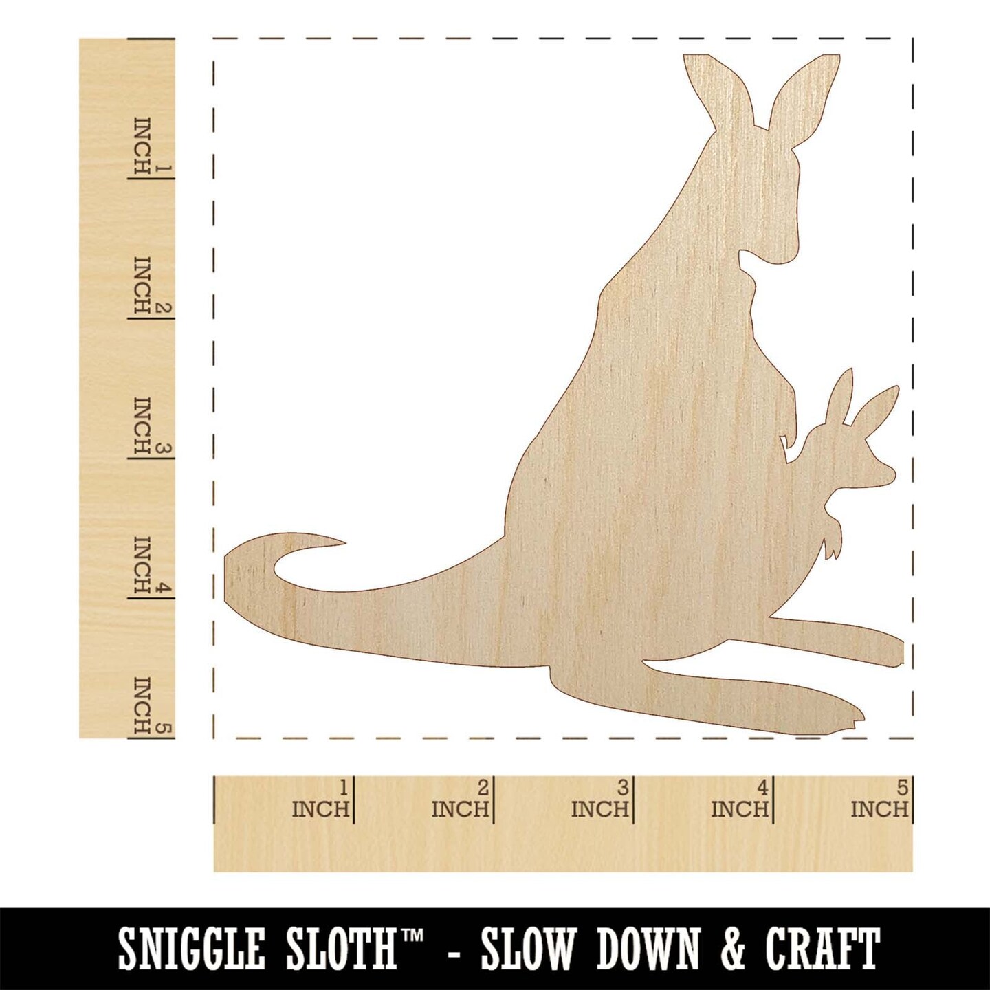 Mother Kangaroo with Baby Joey in Pouch Silhouette Unfinished Wood ...