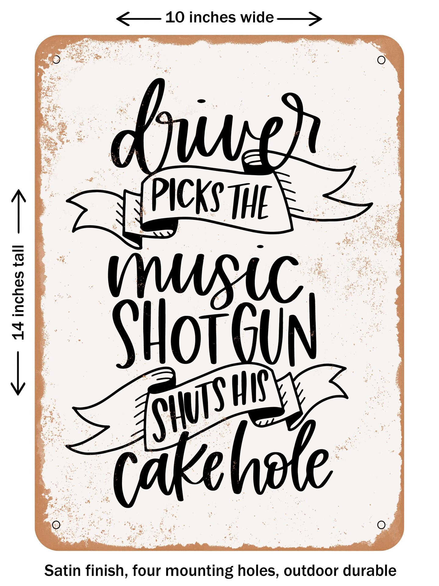 DECORATIVE METAL SIGN - Driver Picks the Music - Vintage Rusty Look ...