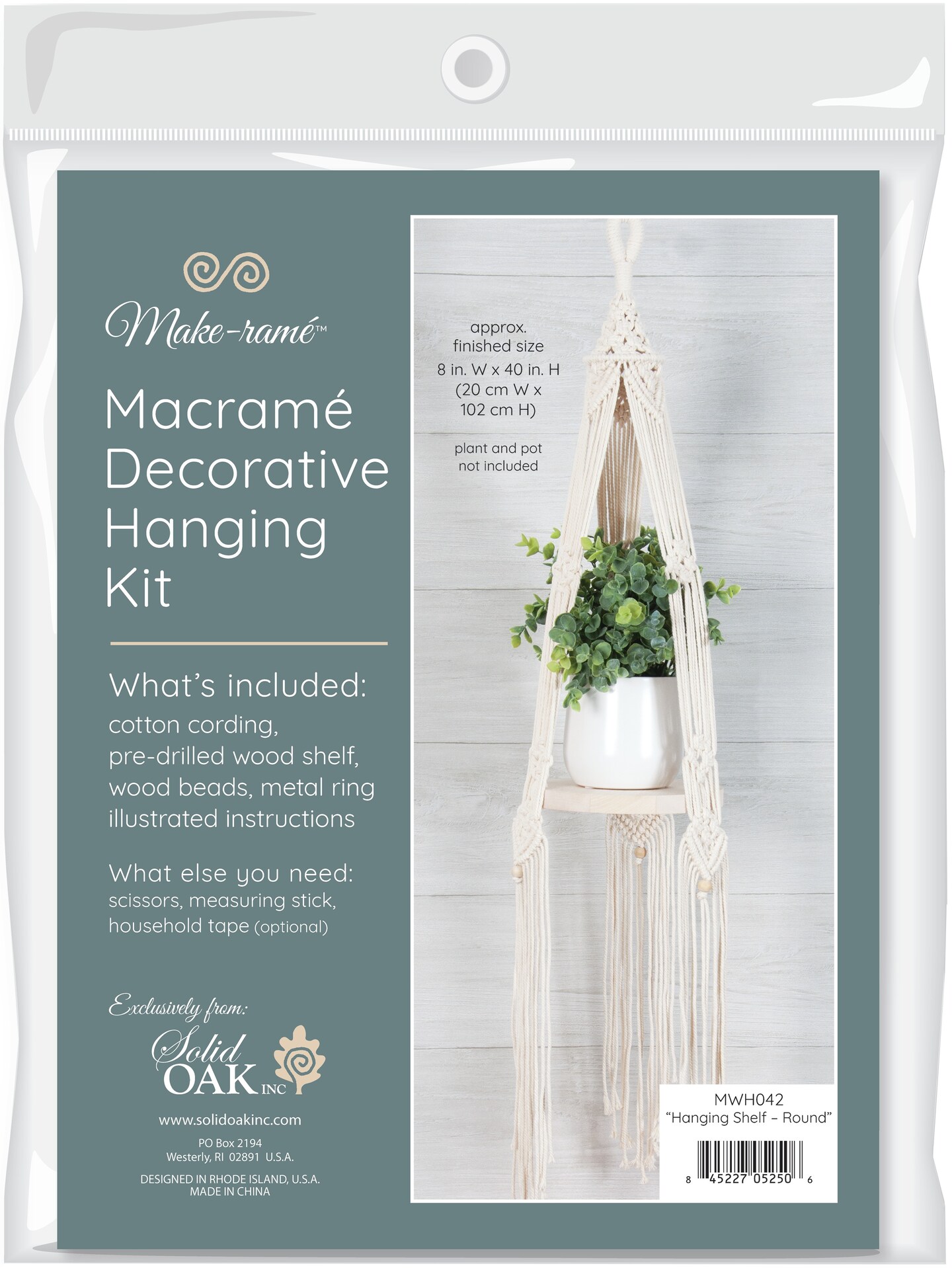 Solid Oak Macrame Decorative Hanging Kit-Hanging Shelf - Bohemian Round | Michaels