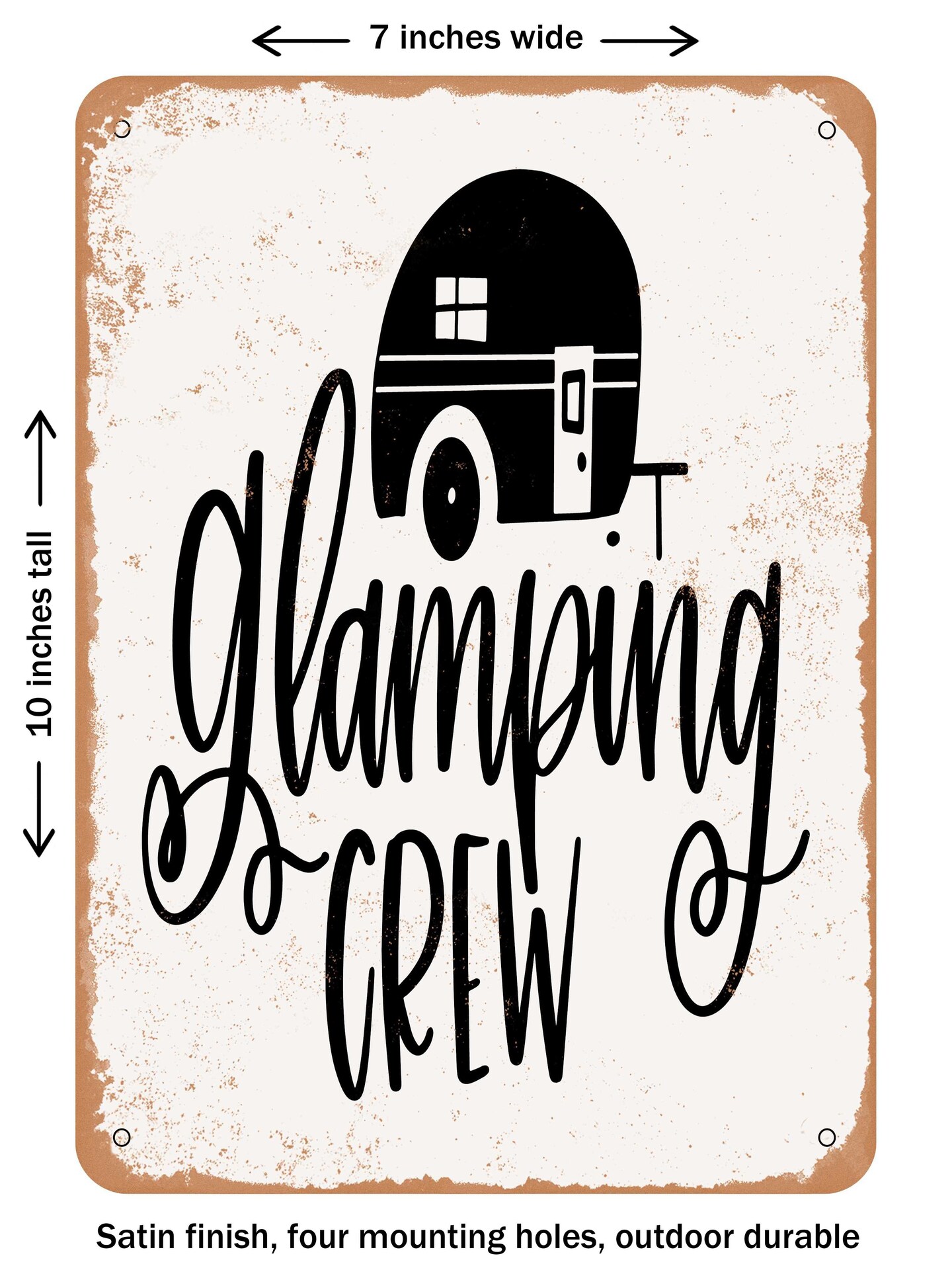 DECORATIVE METAL SIGN - Glamping Crew - Vintage Rusty Look, Size: 7 x ...